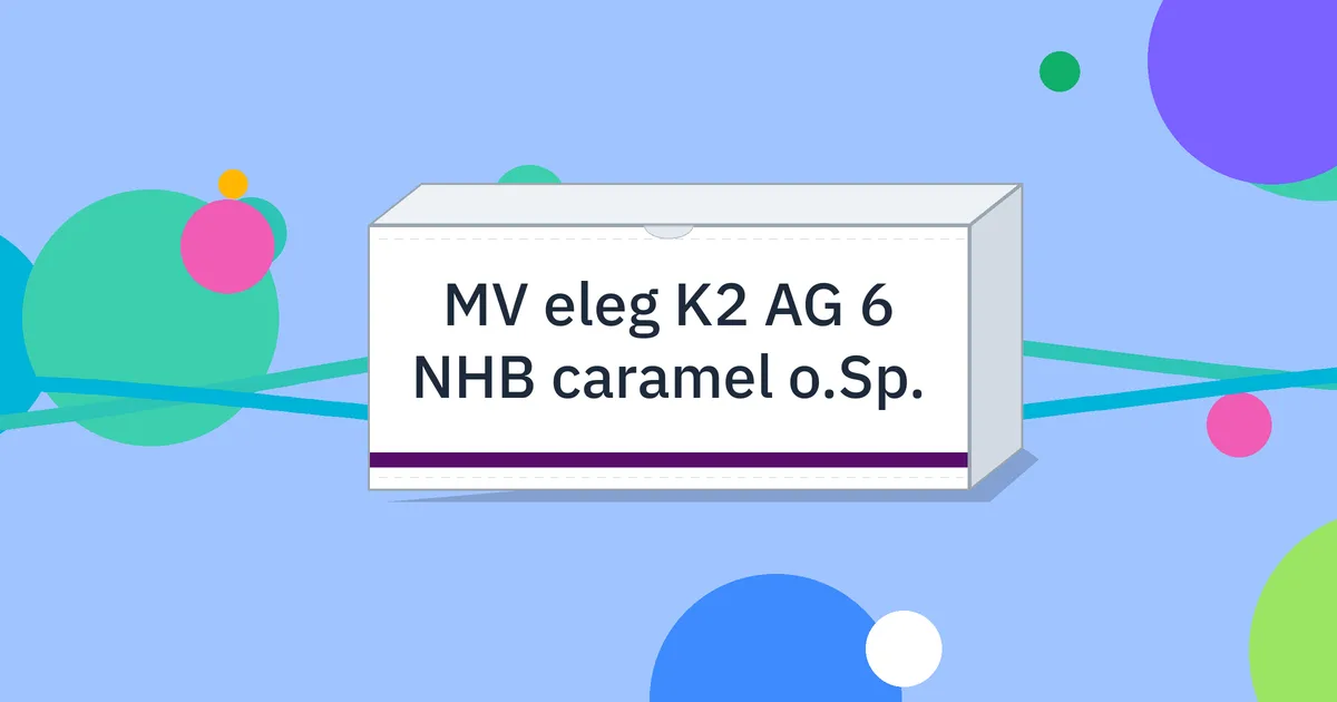 Symbolbild: Packung mit der Aufschrift MV eleg K2 AG 6 NHB caramel o.Sp. (PZN 15731028) – Verfügbarkeit und Bezug in Apotheken in Frankfurt am Main