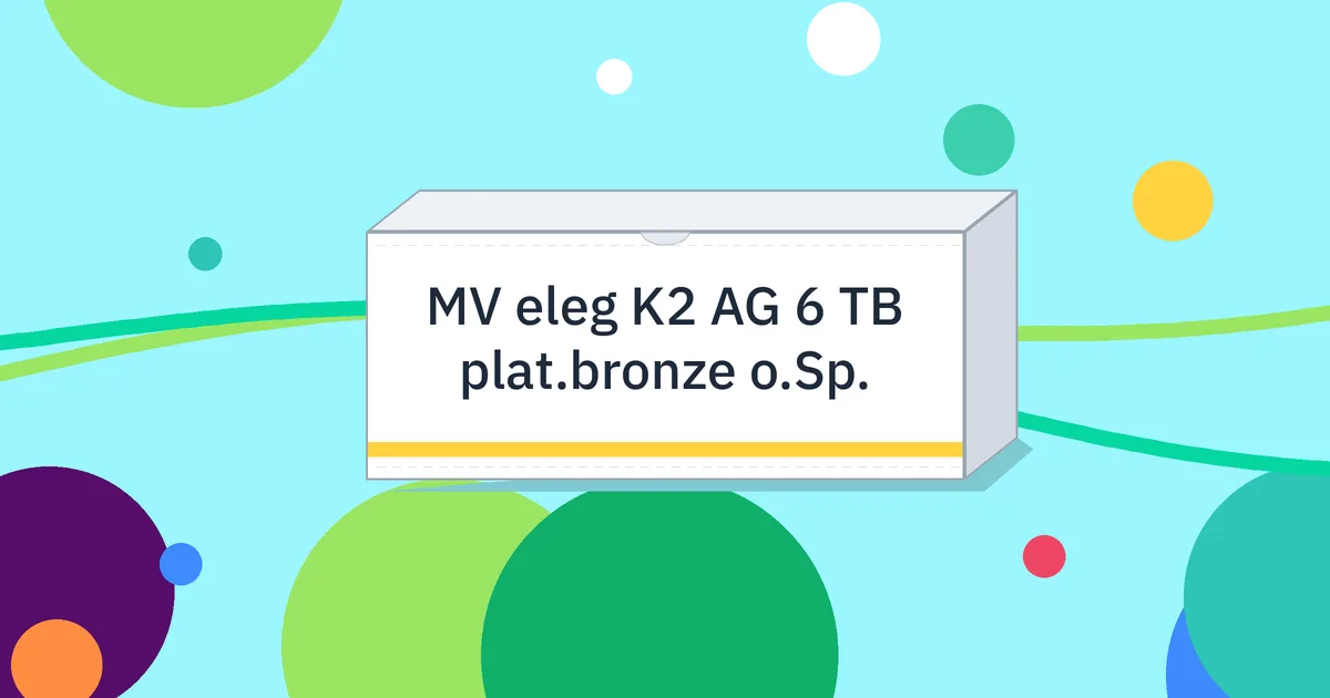 Symbolbild: Packung mit der Aufschrift MV eleg K2 AG 6 TB plat.bronze o.Sp. (PZN 14718037) – Verfügbarkeit und Bezug in Apotheken in Frankfurt am Main