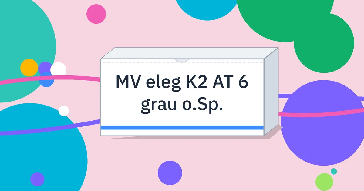 Symbolbild: Packung mit der Aufschrift MV eleg K2 AT 6 grau o.Sp. (PZN 18922668) – Verfügbarkeit und Bezug in Apotheken in Frankfurt am Main