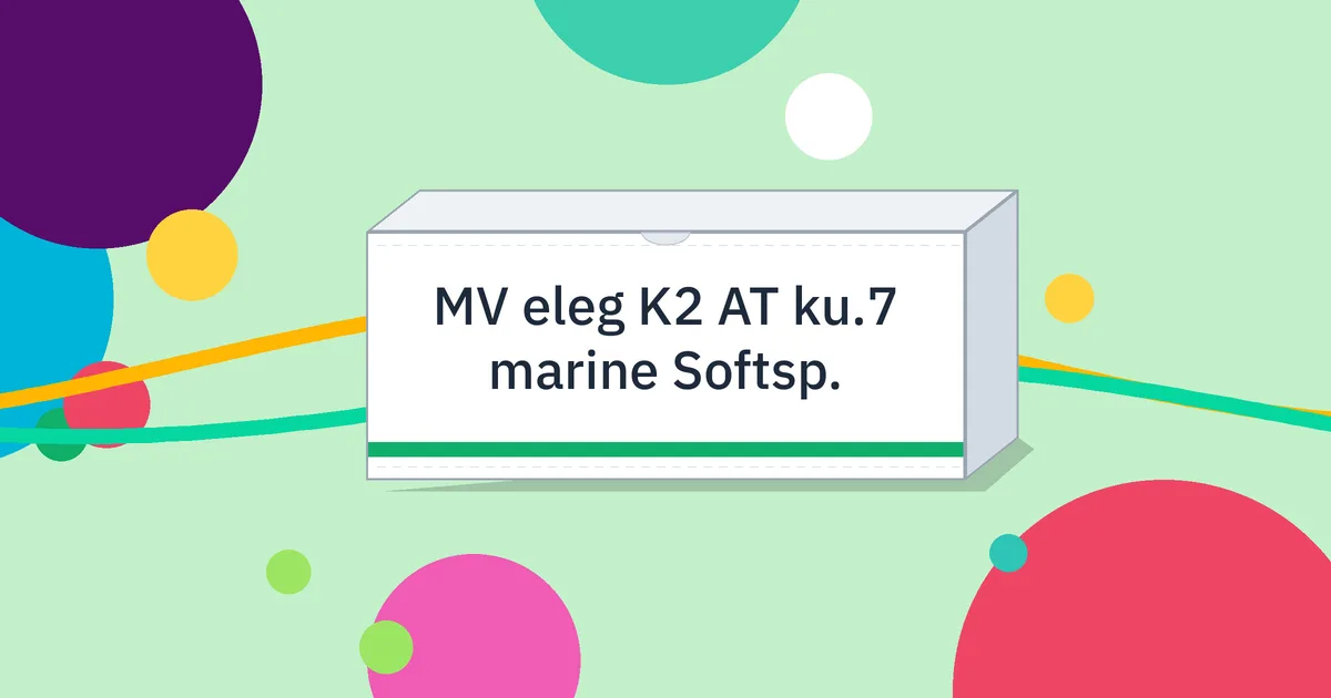 Symbolbild: Packung mit der Aufschrift MV eleg K2 AT ku.7 marine Softsp. (PZN 15288047) – Verfügbarkeit und Bezug in Apotheken in Frankfurt am Main