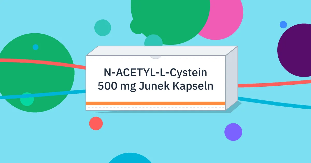 Symbolbild: Packung mit der Aufschrift N-ACETYL-L-Cystein 500 mg Junek Kapseln (PZN 04738518) – Verfügbarkeit und Bezug in Apotheken in Frankfurt am Main