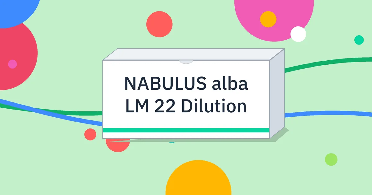 Symbolbild: Packung mit der Aufschrift NABULUS alba LM 22 Dilution (PZN 13615507) – Verfügbarkeit und Bezug in Apotheken in Frankfurt am Main