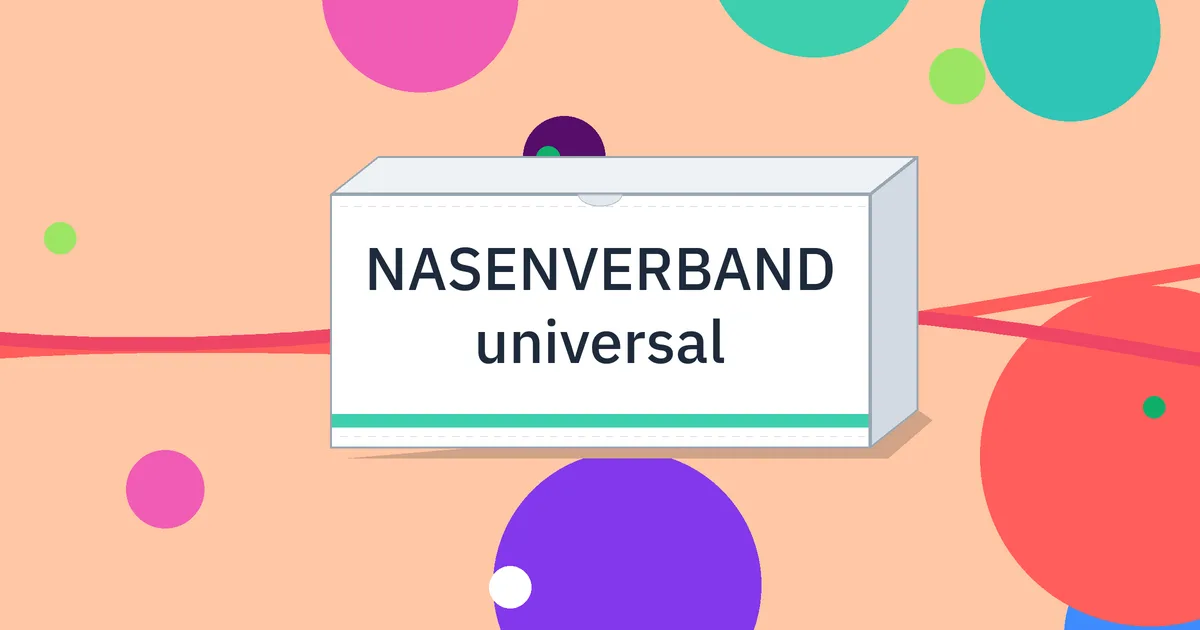 Symbolbild: Packung mit der Aufschrift NASENVERBAND universal (PZN 01294759) – Verfügbarkeit und Bezug in Apotheken in Frankfurt am Main