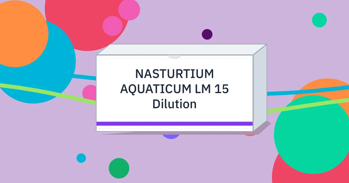 Symbolbild: Packung mit der Aufschrift NASTURTIUM AQUATICUM LM 15 Dilution (PZN 13616352) – Verfügbarkeit und Bezug in Apotheken in Frankfurt am Main