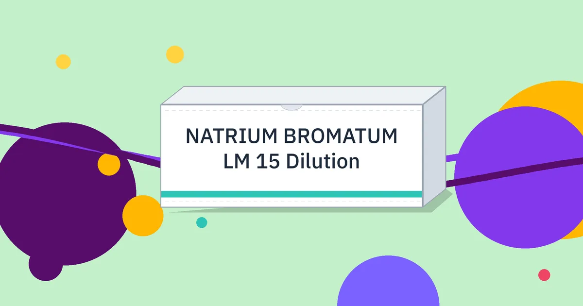 Symbolbild: Packung mit der Aufschrift NATRIUM BROMATUM LM 15 Dilution (PZN 12961265) – Verfügbarkeit und Bezug in Apotheken in Frankfurt am Main