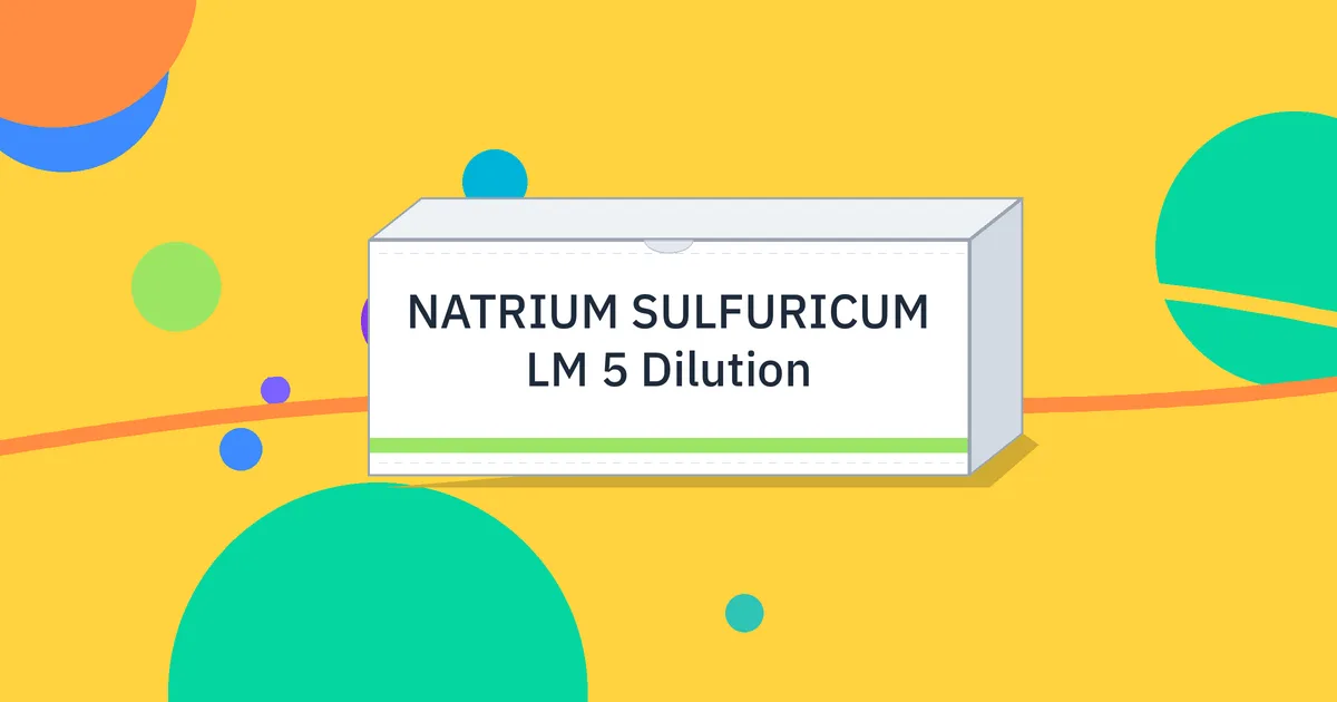 Symbolbild: Packung mit der Aufschrift NATRIUM SULFURICUM LM 5 Dilution (PZN 12967173) – Verfügbarkeit und Bezug in Apotheken in Frankfurt am Main