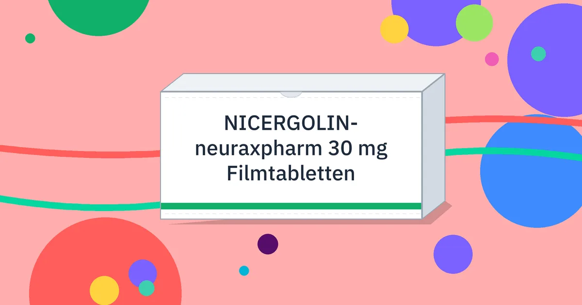 Symbolbild: Packung mit der Aufschrift NICERGOLIN-neuraxpharm 30 mg Filmtabletten (PZN 01267165) – Verfügbarkeit und Bezug in Apotheken in Frankfurt am Main