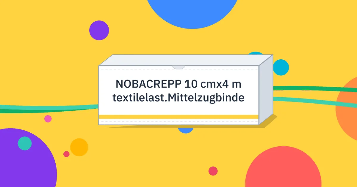Symbolbild: Packung mit der Aufschrift NOBACREPP 10 cmx4 m textilelast.Mittelzugbinde (PZN 01415453) – Verfügbarkeit und Bezug in Apotheken in Frankfurt am Main