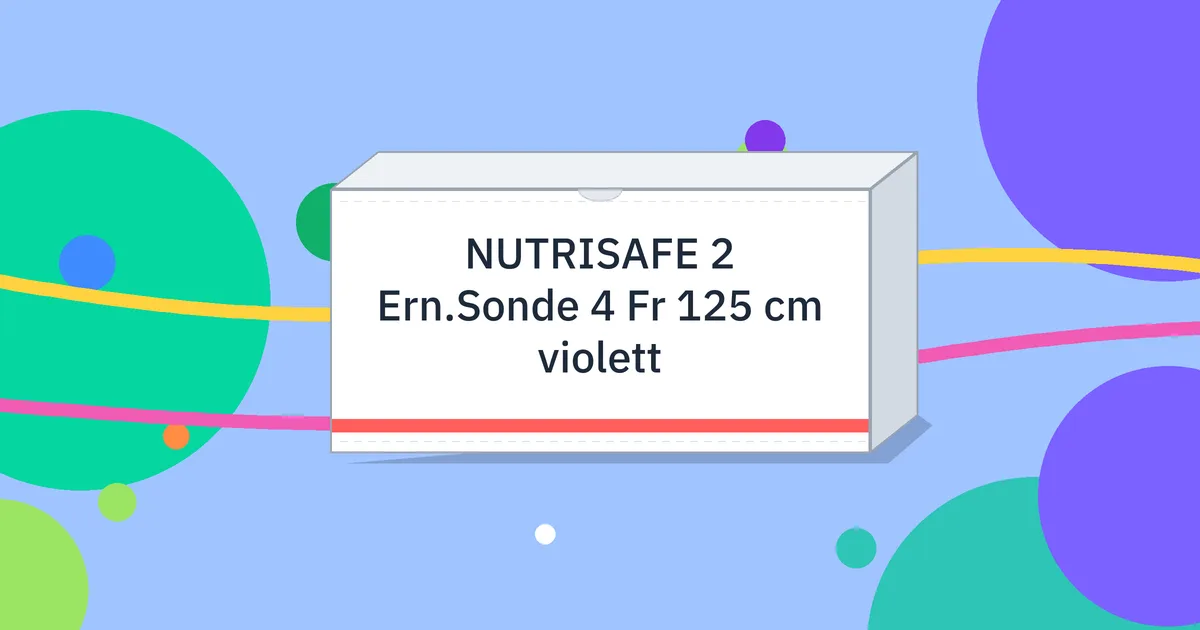 Symbolbild: Packung mit der Aufschrift NUTRISAFE 2 Ern.Sonde 4 Fr 125 cm violett (PZN 06847358) – Verfügbarkeit und Bezug in Apotheken in Frankfurt am Main