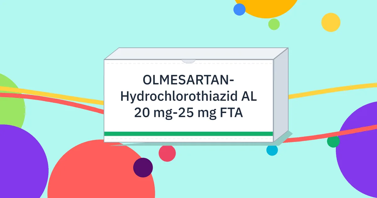 Symbolbild: Packung mit der Aufschrift OLMESARTAN-Hydrochlorothiazid AL 20 mg-25 mg FTA (PZN 12572150) – Verfügbarkeit und Bezug in Apotheken in Frankfurt am Main