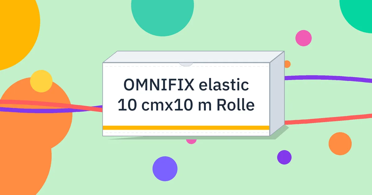 Symbolbild: Packung mit der Aufschrift OMNIFIX elastic 10 cmx10 m Rolle (PZN 18437476) – Verfügbarkeit und Bezug in Apotheken in Frankfurt am Main
