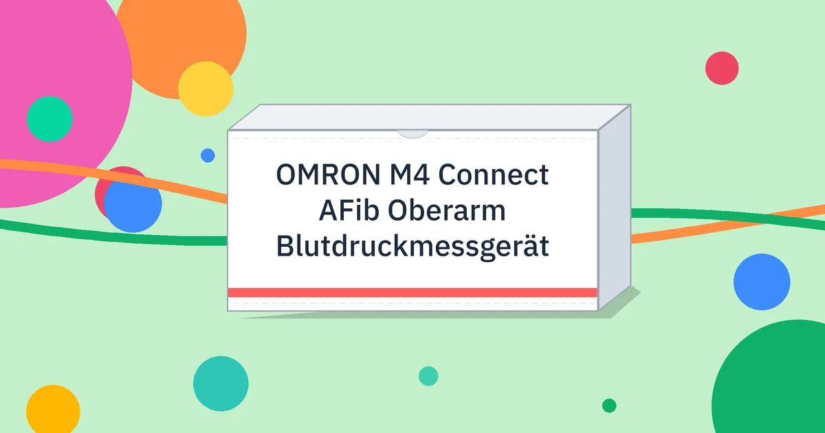 Symbolbild: Packung mit der Aufschrift OMRON M4 Connect AFib Oberarm Blutdruckmessgerät (PZN 19403284) – Verfügbarkeit und Bezug in Apotheken in Frankfurt am Main