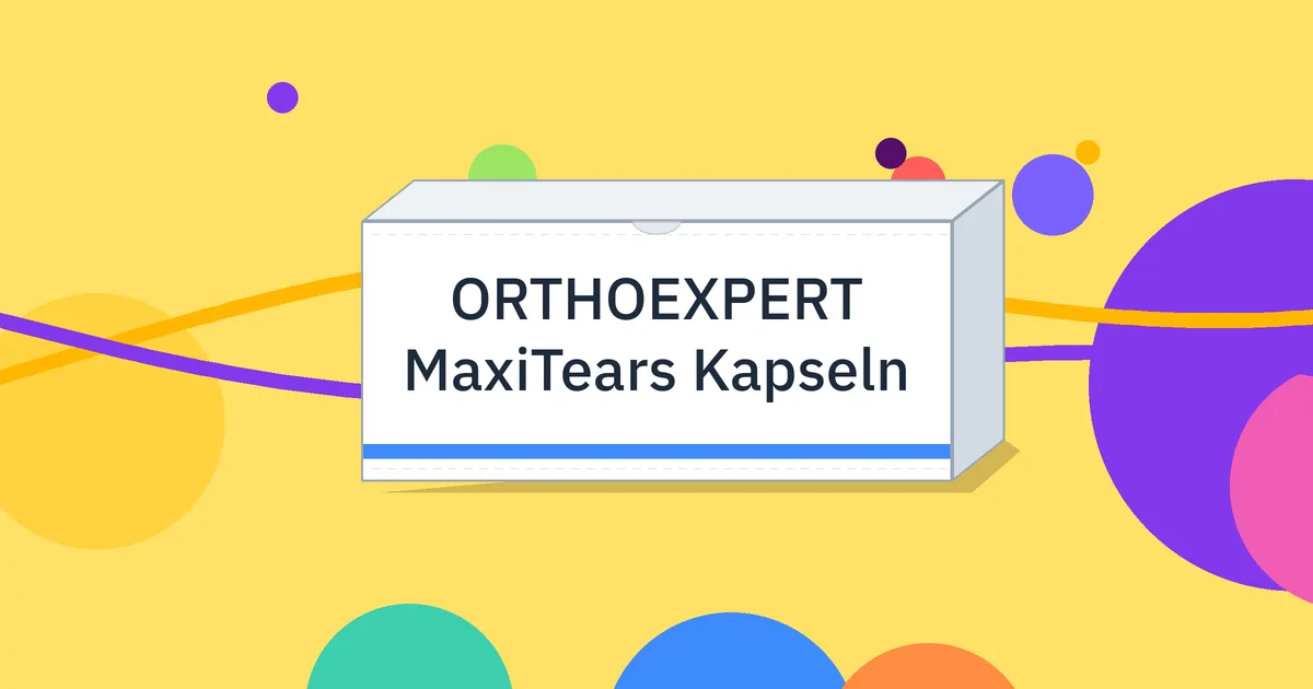 Symbolbild: Packung mit der Aufschrift ORTHOEXPERT MaxiTears Kapseln (PZN 19782608) – Verfügbarkeit und Bezug in Apotheken in Frankfurt am Main
