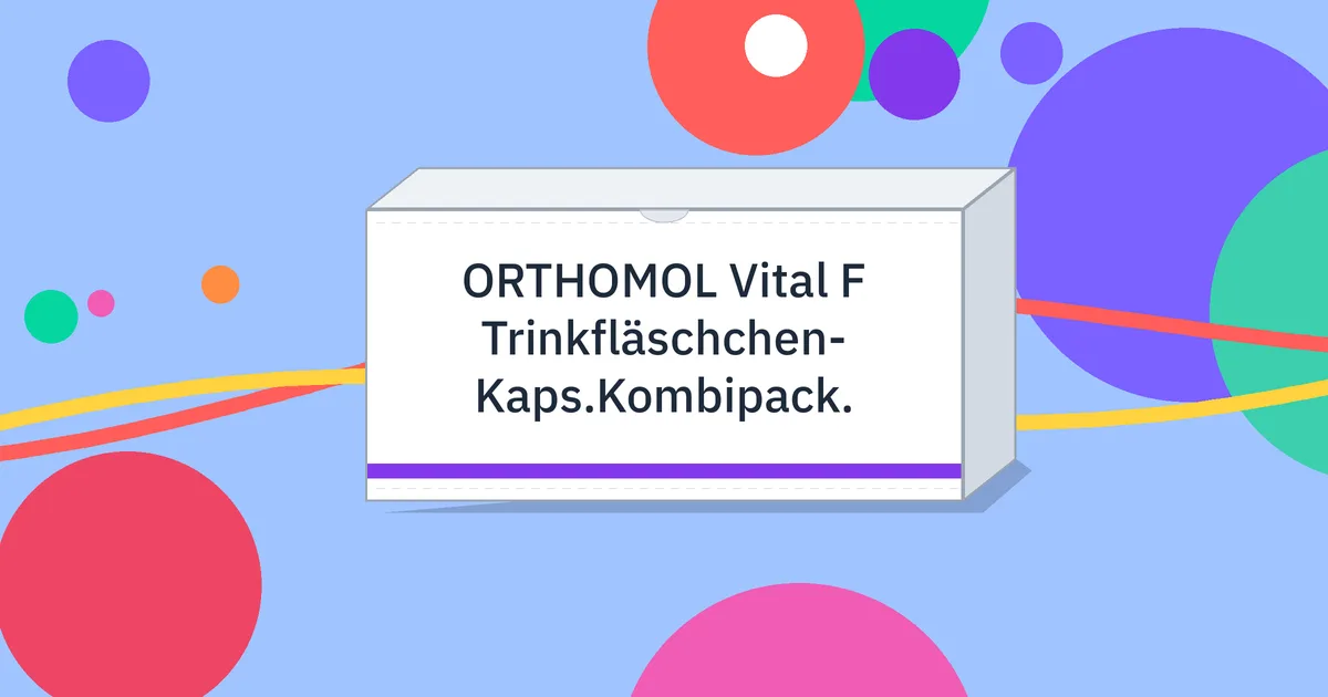 Symbolbild: Packung mit der Aufschrift ORTHOMOL Vital F Trinkfläschchen-Kaps.Kombipack. (PZN 01319672) – Verfügbarkeit und Bezug in Apotheken in Frankfurt am Main