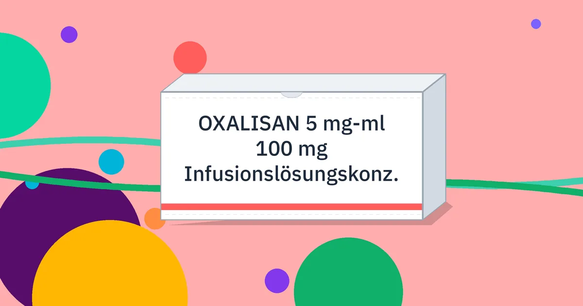 Symbolbild: Packung mit der Aufschrift OXALISAN 5 mg-ml 100 mg Infusionslösungskonz. (PZN 00425768) – Verfügbarkeit und Bezug in Apotheken in Frankfurt am Main