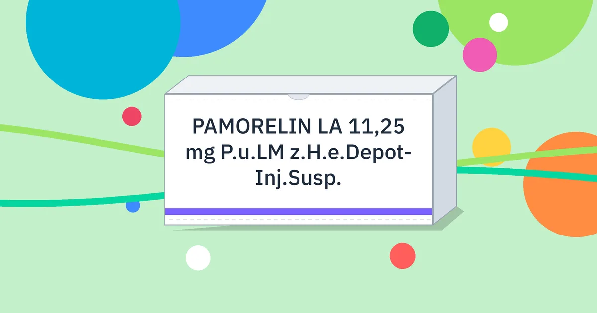 Symbolbild: Packung mit der Aufschrift PAMORELIN LA 11,25 mg P.u.LM z.H.e.Depot-Inj.Susp. (PZN 15266850) – Verfügbarkeit und Bezug in Apotheken in Frankfurt am Main