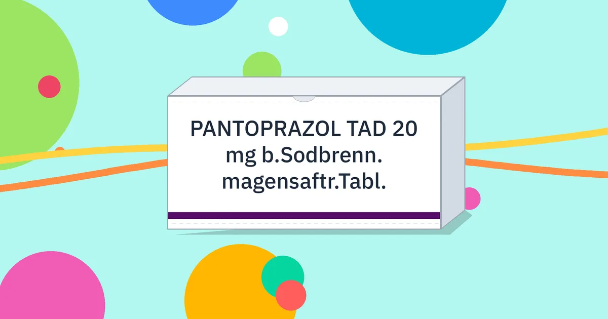 Symbolbild: Packung mit der Aufschrift PANTOPRAZOL TAD 20 mg b.Sodbrenn. magensaftr.Tabl. (PZN 05522708) – Verfügbarkeit und Bezug in Apotheken in Frankfurt am Main