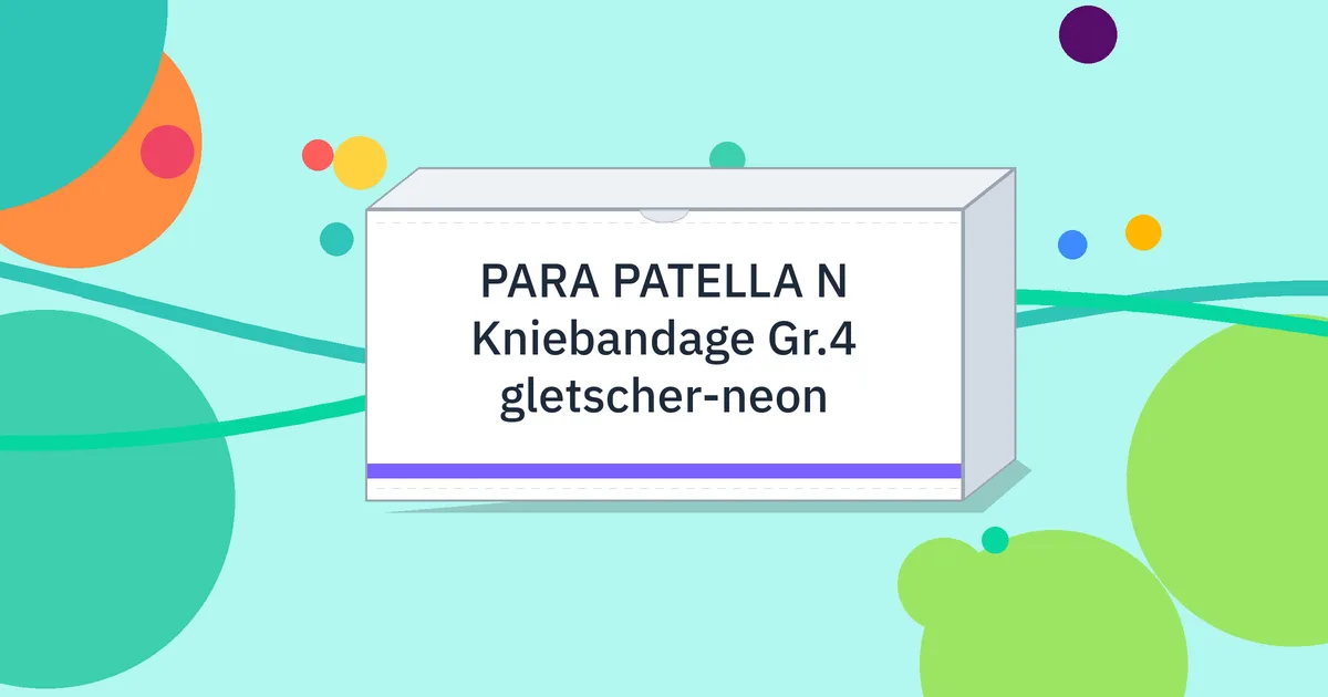 Symbolbild: Packung mit der Aufschrift PARA PATELLA N Kniebandage Gr.4 gletscher-neon (PZN 13763828) – Verfügbarkeit und Bezug in Apotheken in Frankfurt am Main