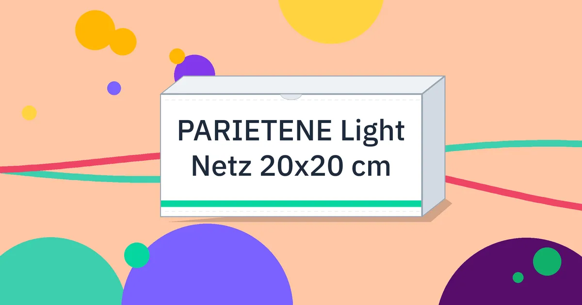 Symbolbild: Packung mit der Aufschrift PARIETENE Light Netz 20x20 cm (PZN 00195311) – Verfügbarkeit und Bezug in Apotheken in Frankfurt am Main