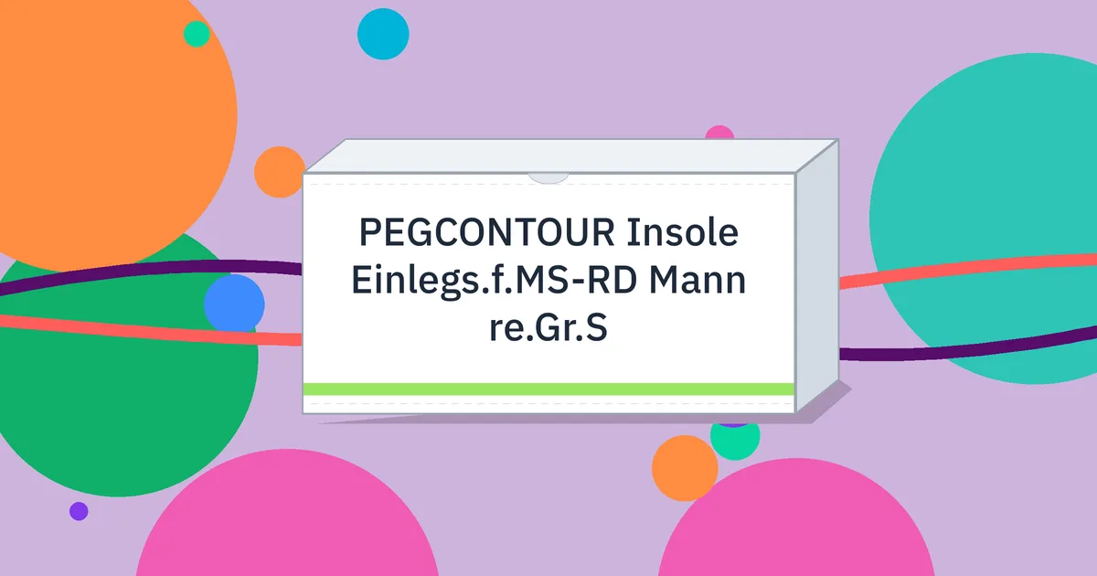 Symbolbild: Packung mit der Aufschrift PEGCONTOUR Insole Einlegs.f.MS-RD Mann re.Gr.S (PZN 14255910) – Verfügbarkeit und Bezug in Apotheken in Frankfurt am Main