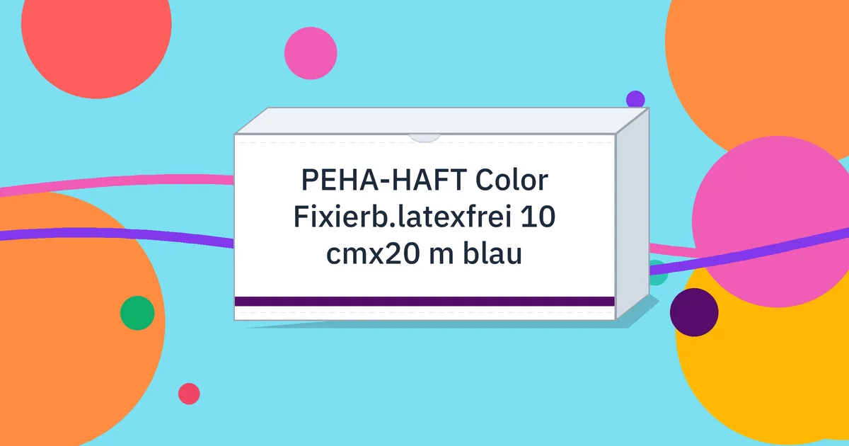Symbolbild: Packung mit der Aufschrift PEHA-HAFT Color Fixierb.latexfrei 10 cmx20 m blau (PZN 19786138) – Verfügbarkeit und Bezug in Apotheken in Frankfurt am Main