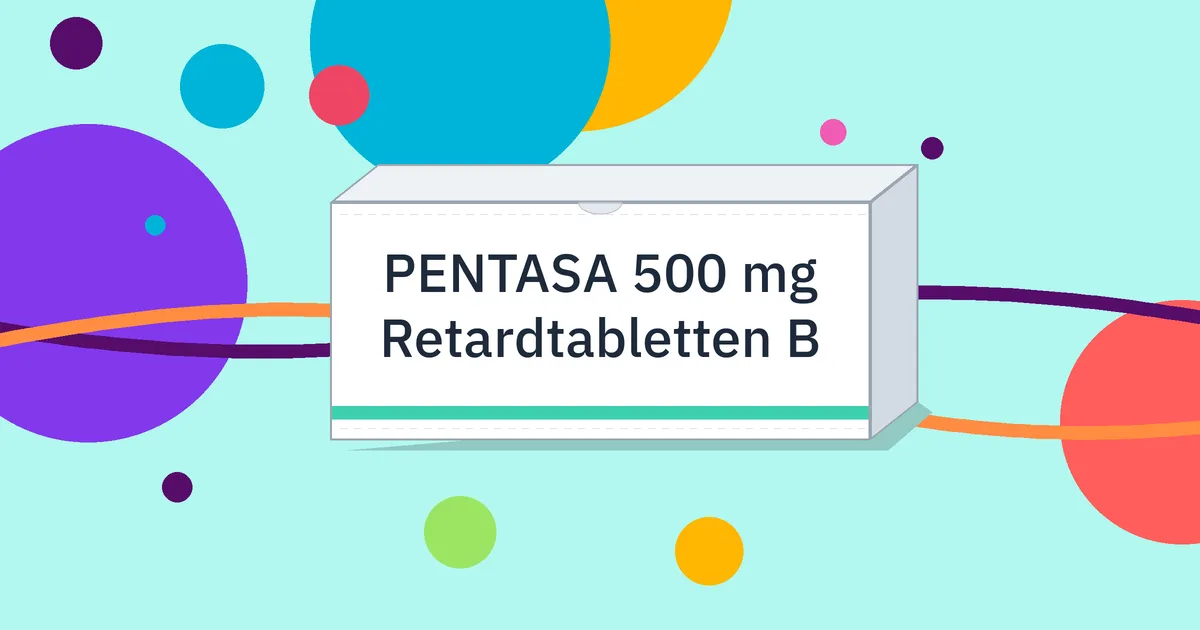 Symbolbild: Packung mit der Aufschrift PENTASA 500 mg Retardtabletten B (PZN 02592660) – Verfügbarkeit und Bezug in Apotheken in Frankfurt am Main