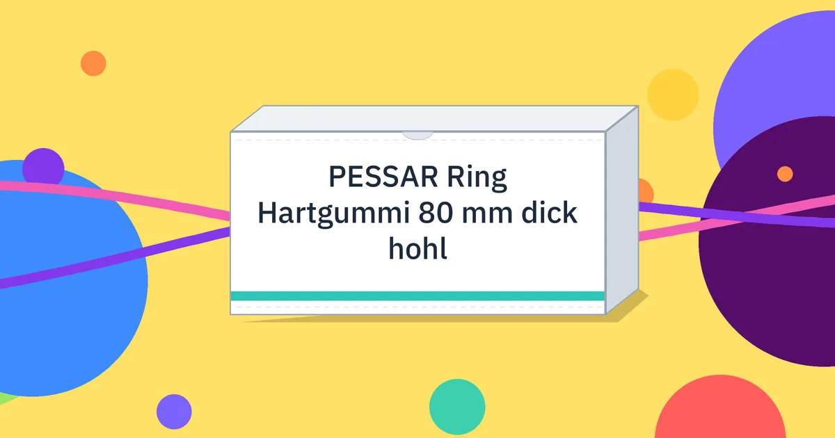 Symbolbild: Packung mit der Aufschrift PESSAR Ring Hartgummi 80 mm dick hohl (PZN 01733928) – Verfügbarkeit und Bezug in Apotheken in Frankfurt am Main