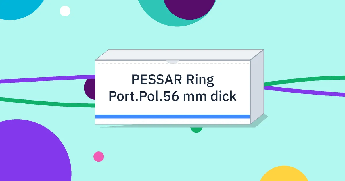 Symbolbild: Packung mit der Aufschrift PESSAR Ring Port.Pol.56 mm dick (PZN 01967201) – Verfügbarkeit und Bezug in Apotheken in Frankfurt am Main