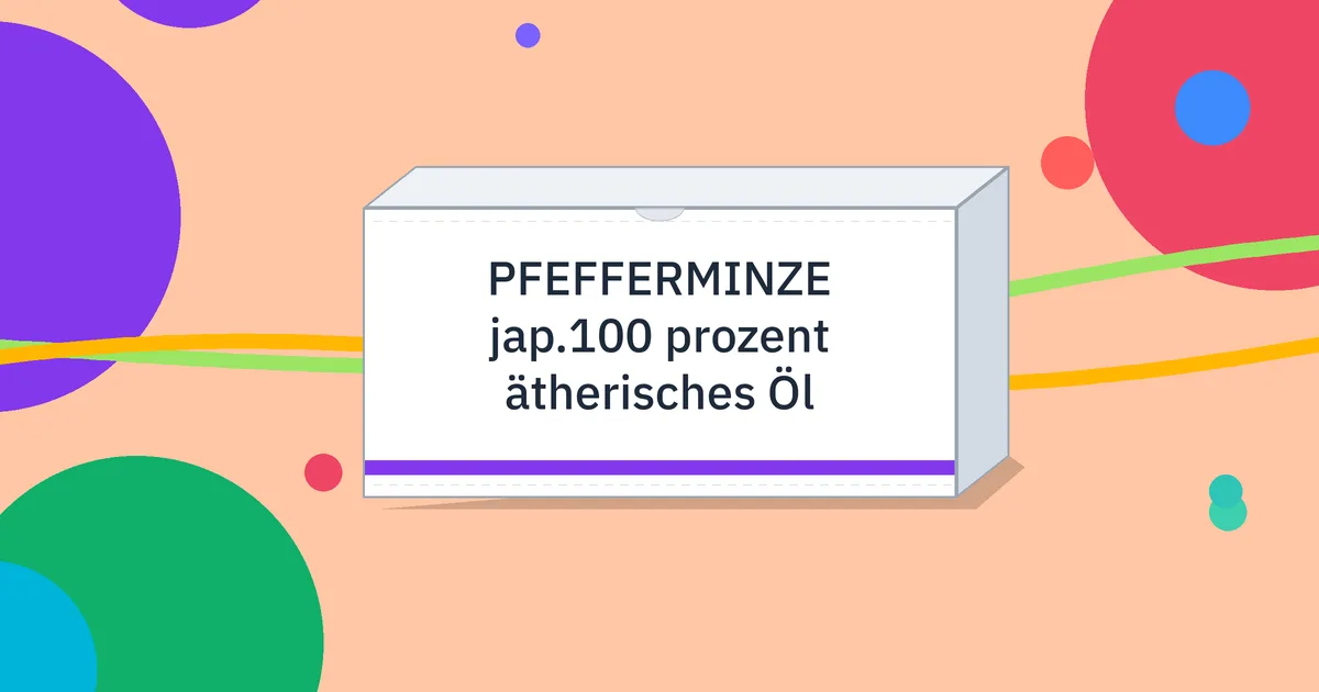 Symbolbild: Packung mit der Aufschrift PFEFFERMINZE jap.100 prozent ätherisches Öl (PZN 07616827) – Verfügbarkeit und Bezug in Apotheken in Frankfurt am Main