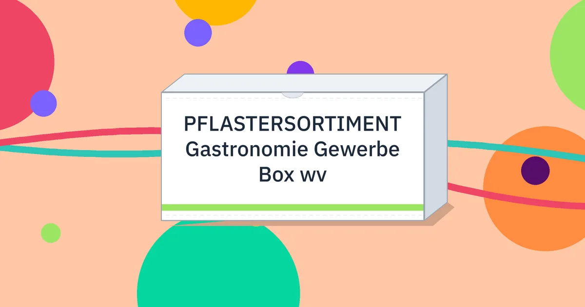 Symbolbild: Packung mit der Aufschrift PFLASTERSORTIMENT Gastronomie Gewerbe Box wv (PZN 16879891) – Verfügbarkeit und Bezug in Apotheken in Frankfurt am Main
