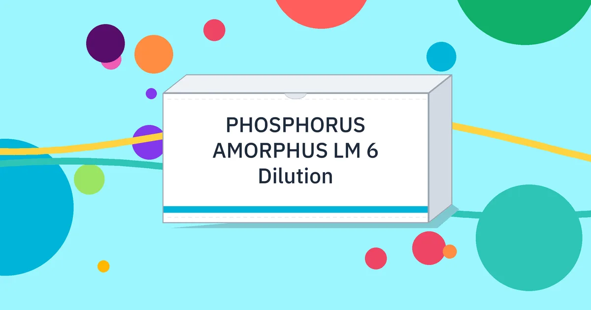 Symbolbild: Packung mit der Aufschrift PHOSPHORUS AMORPHUS LM 6 Dilution (PZN 13034348) – Verfügbarkeit und Bezug in Apotheken in Frankfurt am Main