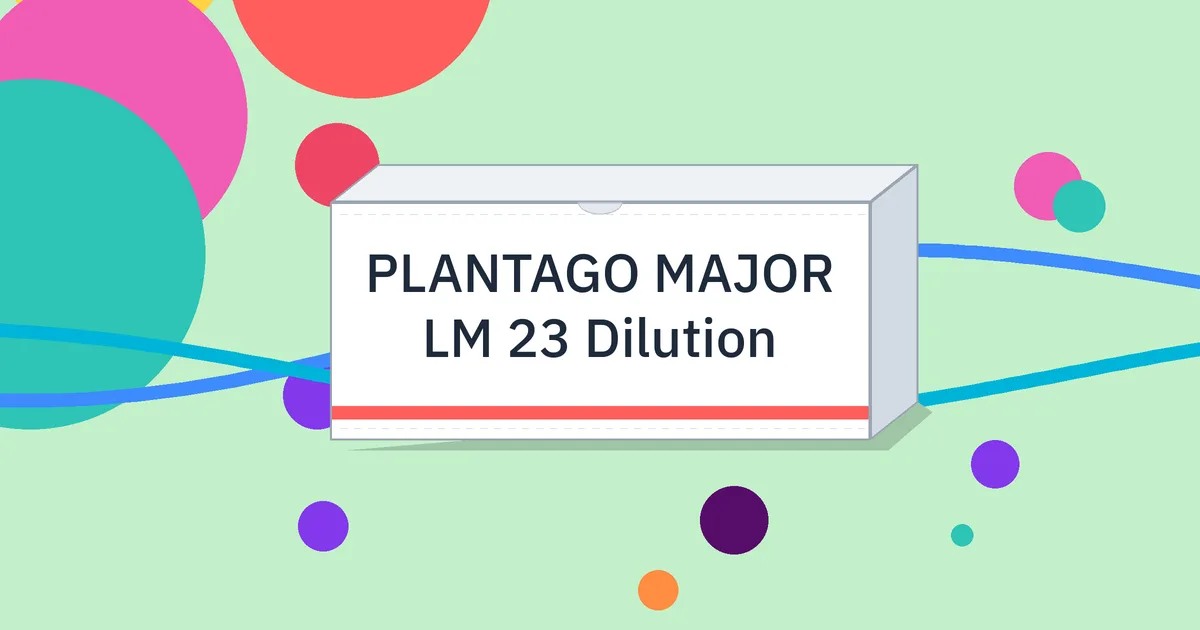 Symbolbild: Packung mit der Aufschrift PLANTAGO MAJOR LM 23 Dilution (PZN 13646838) – Verfügbarkeit und Bezug in Apotheken in Frankfurt am Main