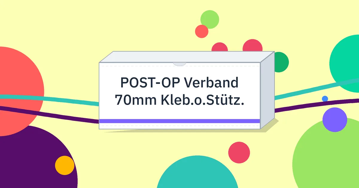 Symbolbild: Packung mit der Aufschrift POST-OP Verband 70mm Kleb.o.Stütz. (PZN 03909811) – Verfügbarkeit und Bezug in Apotheken in Frankfurt am Main