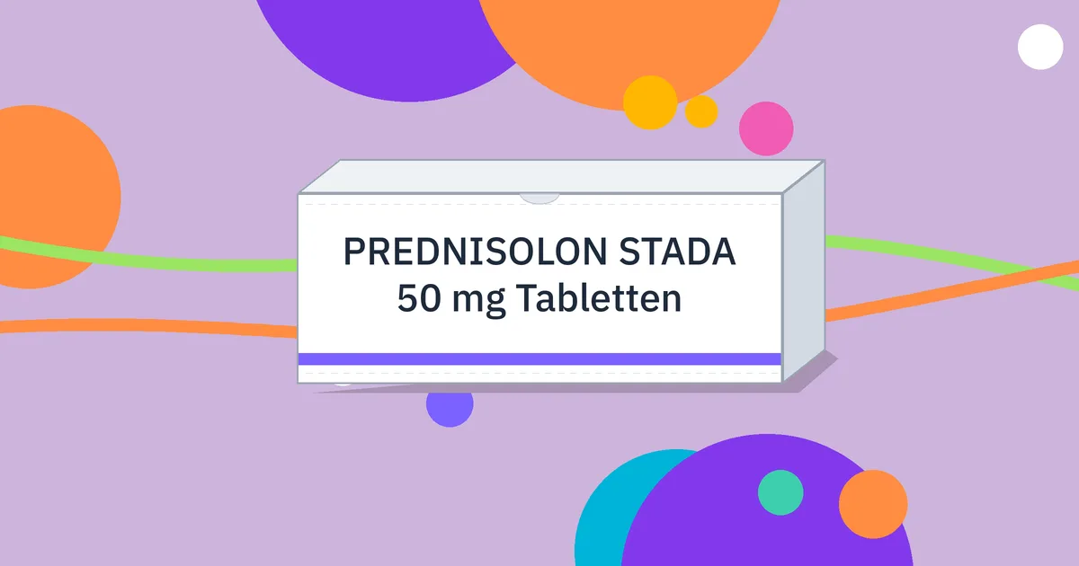 Symbolbild: Packung mit der Aufschrift PREDNISOLON STADA 50 mg Tabletten (PZN 07626139) – Verfügbarkeit und Bezug in Apotheken in Frankfurt am Main