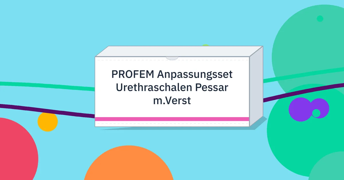 Symbolbild: Packung mit der Aufschrift PROFEM Anpassungsset Urethraschalen Pessar m.Verst (PZN 20166760) – Verfügbarkeit und Bezug in Apotheken in Frankfurt am Main