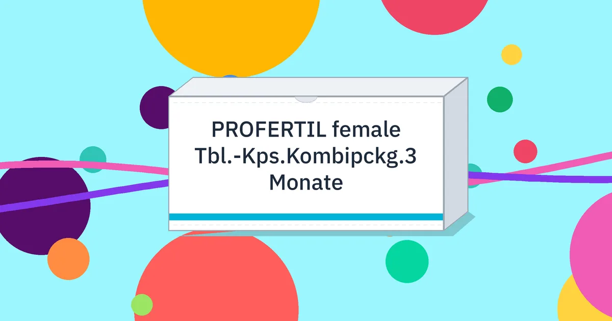 Symbolbild: Packung mit der Aufschrift PROFERTIL female Tbl.-Kps.Kombipckg.3 Monate (PZN 08867520) – Verfügbarkeit und Bezug in Apotheken in Frankfurt am Main