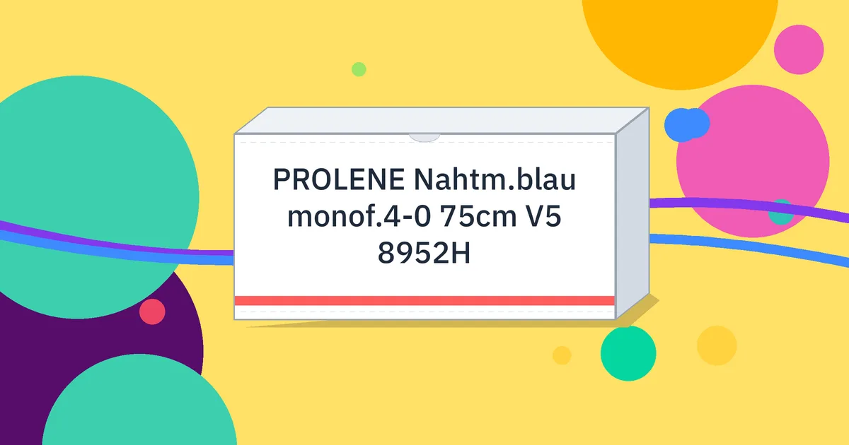 Symbolbild: Packung mit der Aufschrift PROLENE Nahtm.blau monof.4-0 75cm V5 8952H (PZN 16256032) – Verfügbarkeit und Bezug in Apotheken in Frankfurt am Main