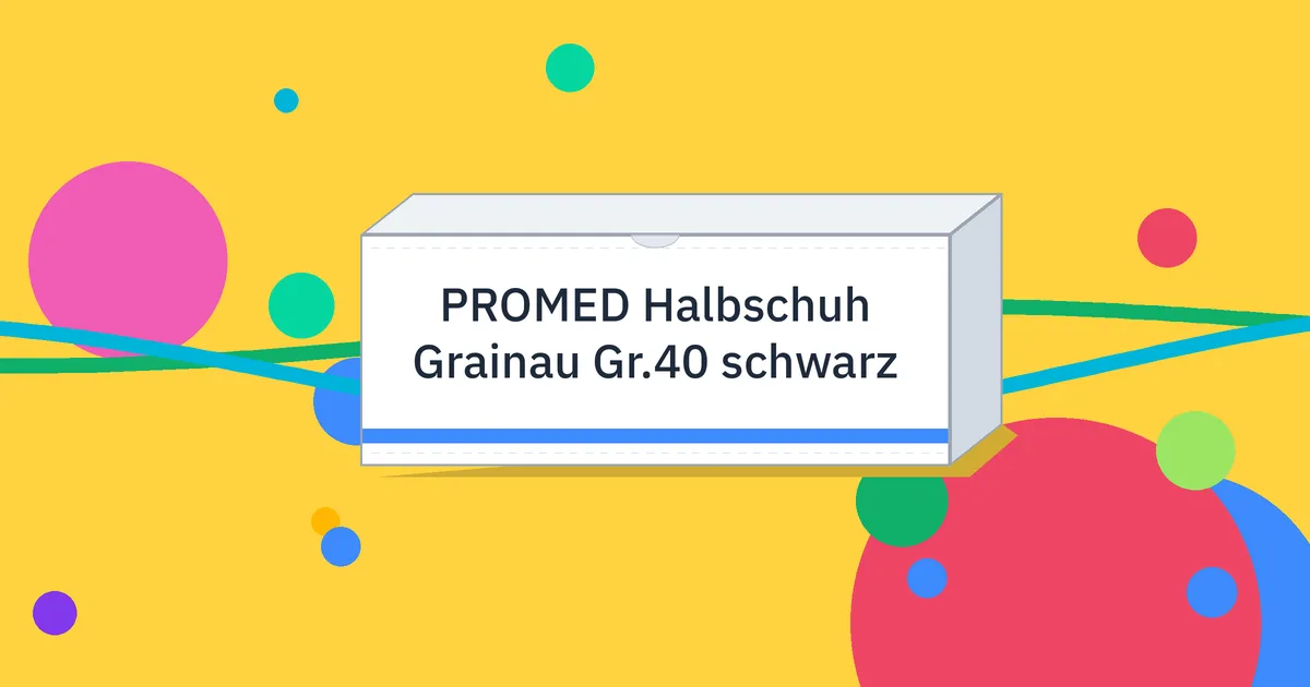Symbolbild: Packung mit der Aufschrift PROMED Halbschuh Grainau Gr.40 schwarz (PZN 14349309) – Verfügbarkeit und Bezug in Apotheken in Frankfurt am Main