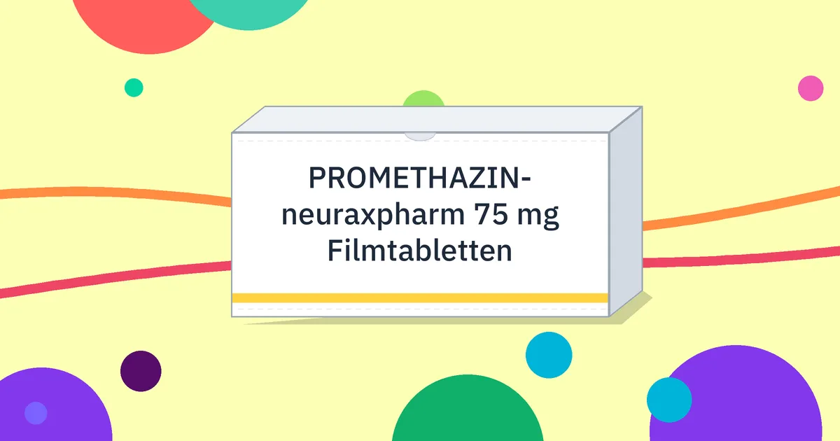 Symbolbild: Packung mit der Aufschrift PROMETHAZIN-neuraxpharm 75 mg Filmtabletten (PZN 03705617) – Verfügbarkeit und Bezug in Apotheken in Frankfurt am Main