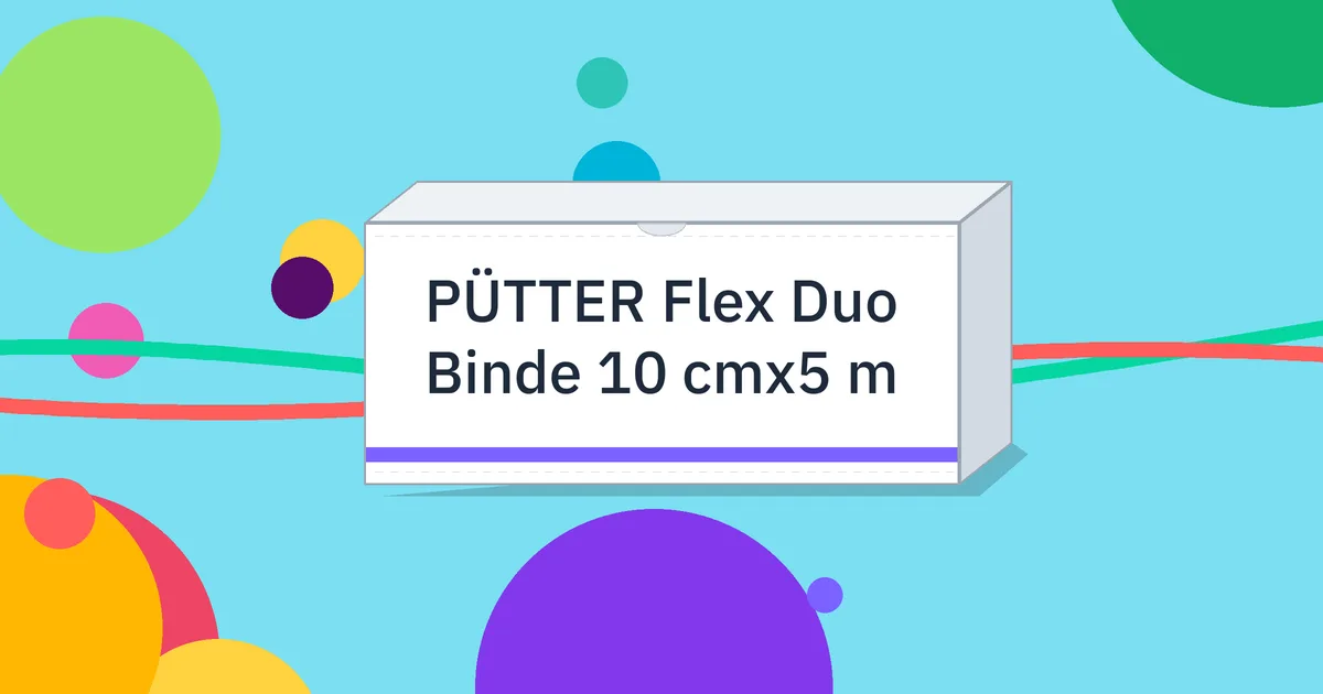 Symbolbild: Packung mit der Aufschrift PÜTTER Flex Duo Binde 10 cmx5 m (PZN 12892653) – Verfügbarkeit und Bezug in Apotheken in Frankfurt am Main