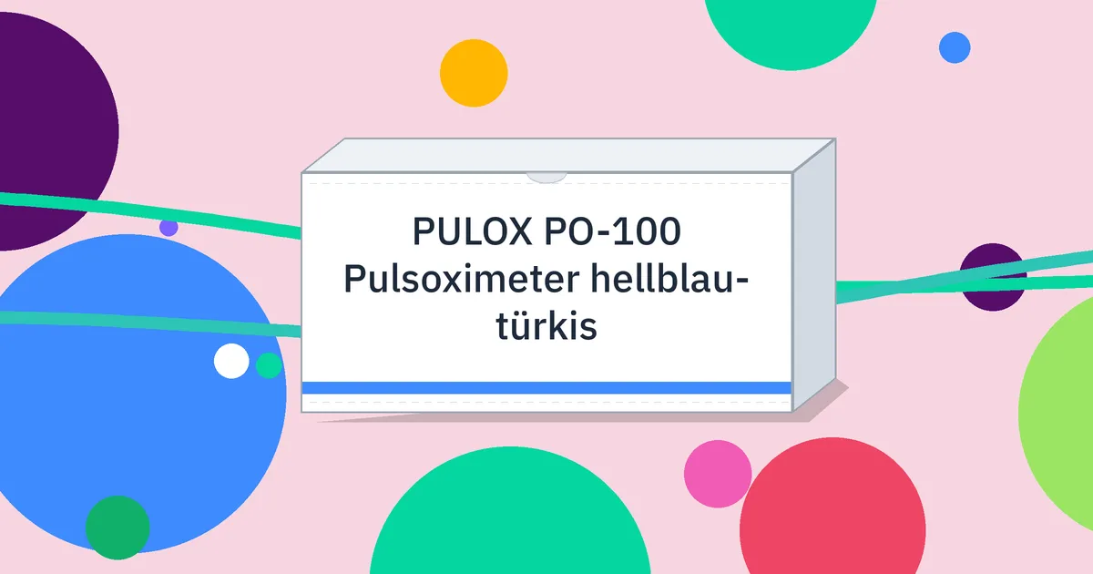 Symbolbild: Packung mit der Aufschrift PULOX PO-100 Pulsoximeter hellblau-türkis (PZN 10121437) – Verfügbarkeit und Bezug in Apotheken in Frankfurt am Main
