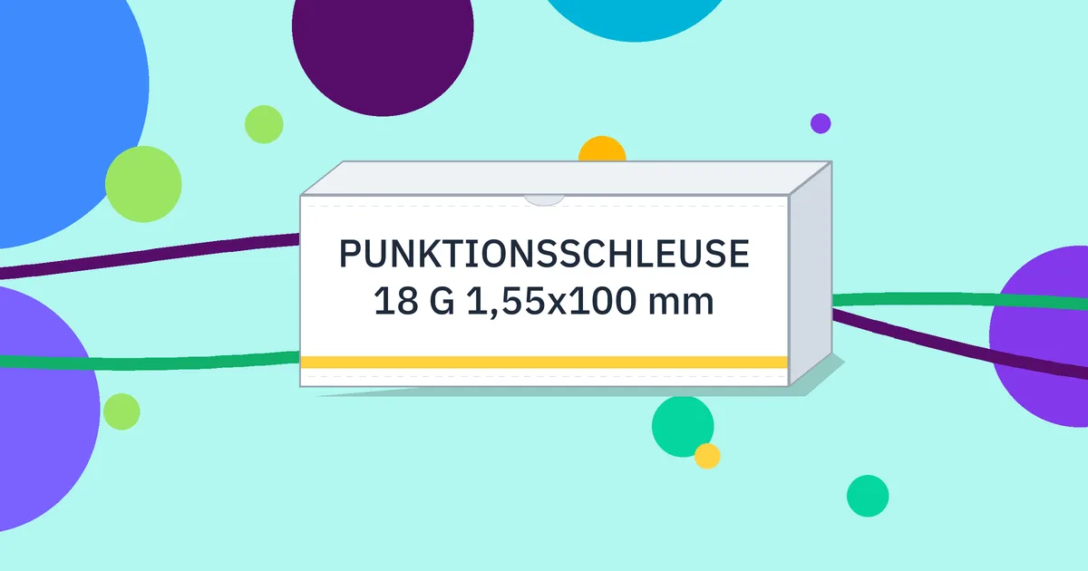 Symbolbild: Packung mit der Aufschrift PUNKTIONSSCHLEUSE 18 G 1,55x100 mm (PZN 20085694) – Verfügbarkeit und Bezug in Apotheken in Frankfurt am Main