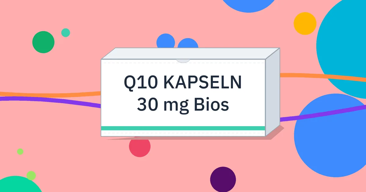 Symbolbild: Packung mit der Aufschrift Q10 KAPSELN 30 mg Bios (PZN 05035641) – Verfügbarkeit und Bezug in Apotheken in Frankfurt am Main