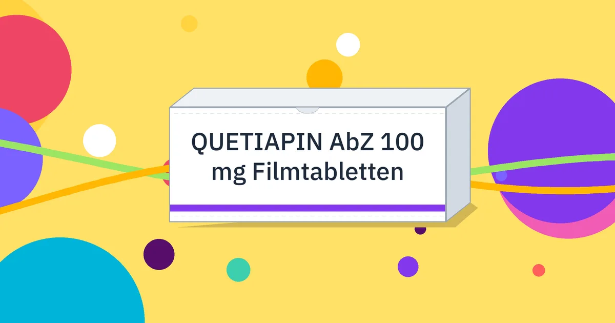 Symbolbild: Packung mit der Aufschrift QUETIAPIN AbZ 100 mg Filmtabletten (PZN 09246234) – Verfügbarkeit und Bezug in Apotheken in Frankfurt am Main