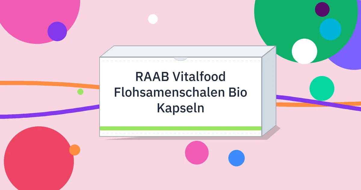 Symbolbild: Packung mit der Aufschrift RAAB Vitalfood Flohsamenschalen Bio Kapseln (PZN 19305009) – Verfügbarkeit und Bezug in Apotheken in Frankfurt am Main