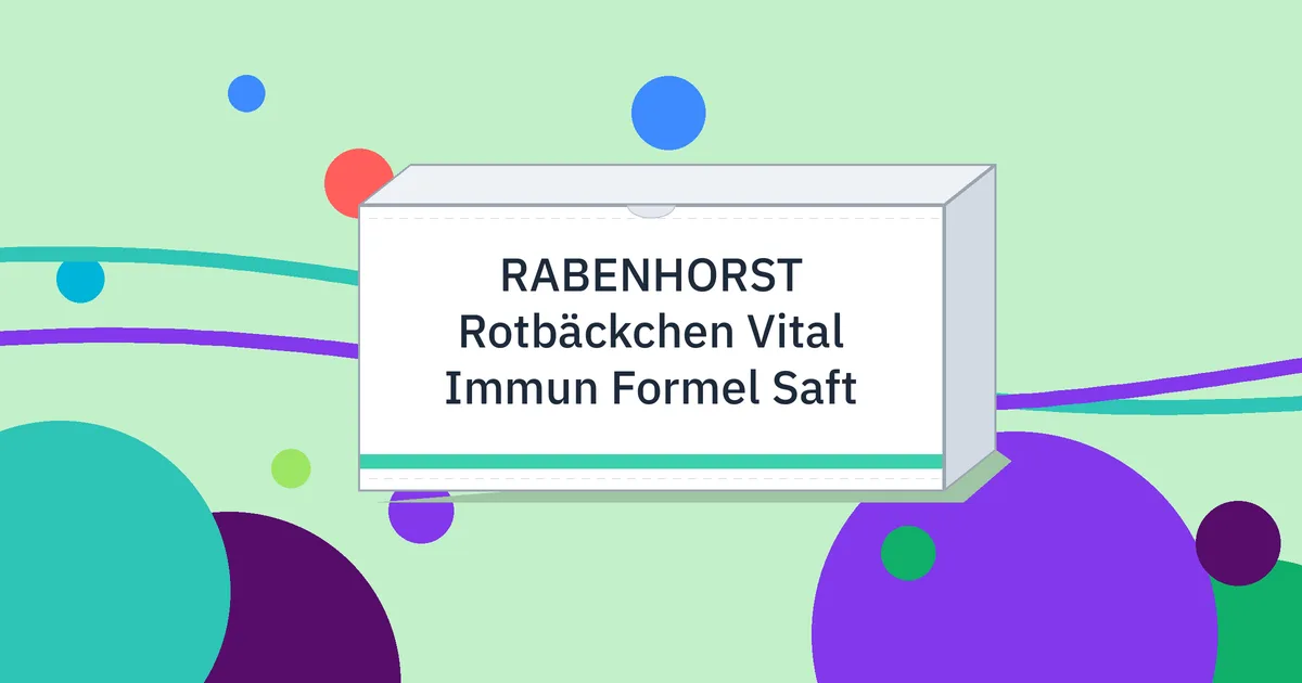 Symbolbild: Packung mit der Aufschrift RABENHORST Rotbäckchen Vital Immun Formel Saft (PZN 11005733) – Verfügbarkeit und Bezug in Apotheken in Frankfurt am Main