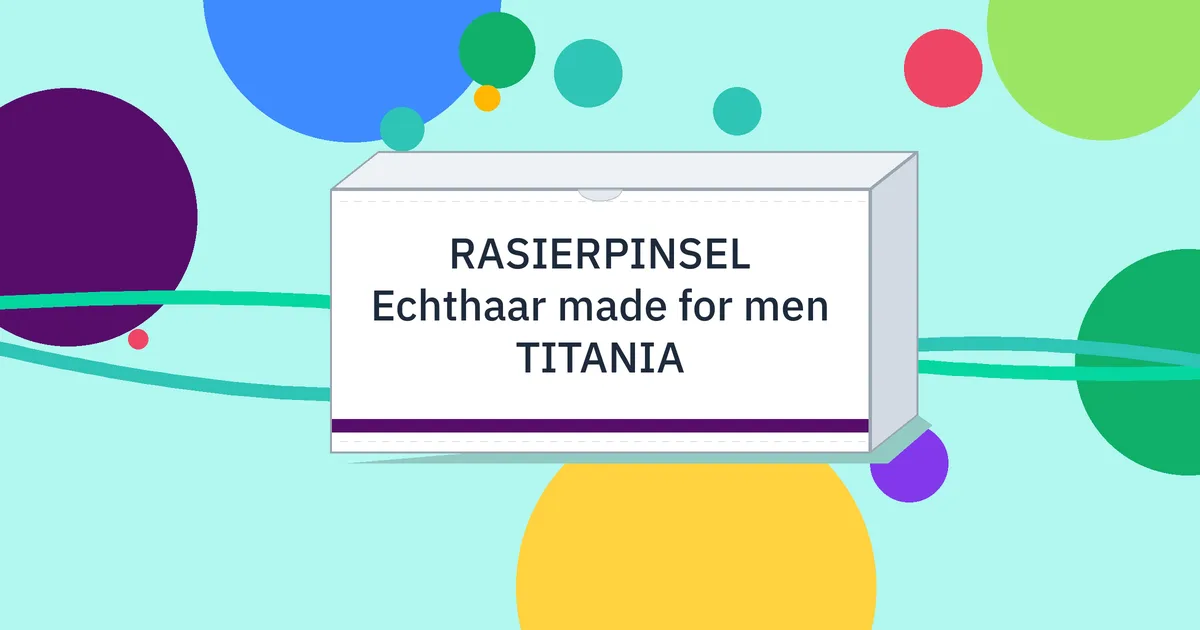 Symbolbild: Packung mit der Aufschrift RASIERPINSEL Echthaar made for men TITANIA (PZN 09884325) – Verfügbarkeit und Bezug in Apotheken in Frankfurt am Main