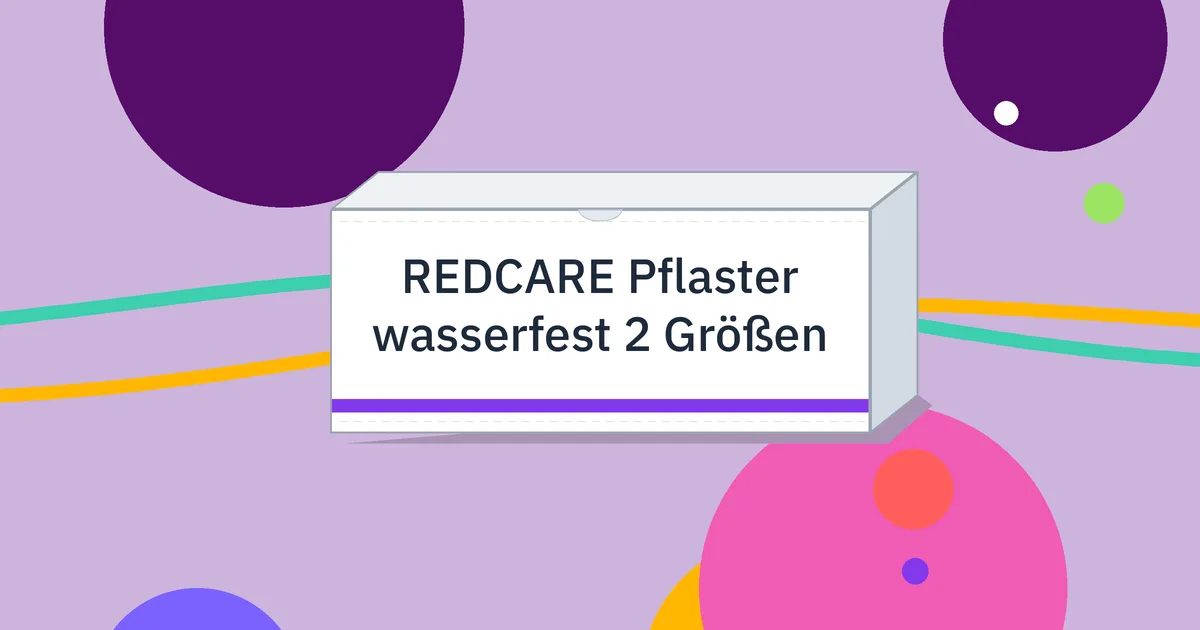 Symbolbild: Packung mit der Aufschrift REDCARE Pflaster wasserfest 2 Größen (PZN 20024534) – Verfügbarkeit und Bezug in Apotheken in Frankfurt am Main