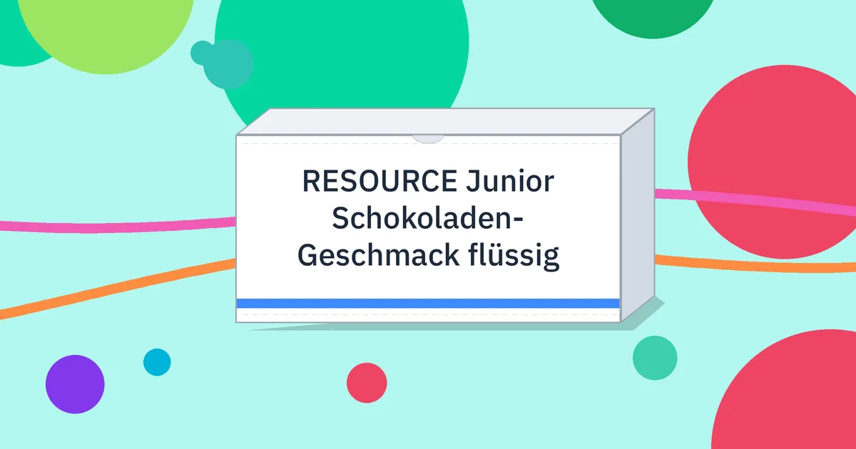Symbolbild: Packung mit der Aufschrift RESOURCE Junior Schokoladen-Geschmack flüssig (PZN 13912317) – Verfügbarkeit und Bezug in Apotheken in Frankfurt am Main
