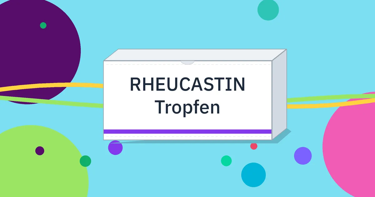 Symbolbild: Packung mit der Aufschrift RHEUCASTIN Tropfen (PZN 08861003) – Verfügbarkeit und Bezug in Apotheken in Frankfurt am Main